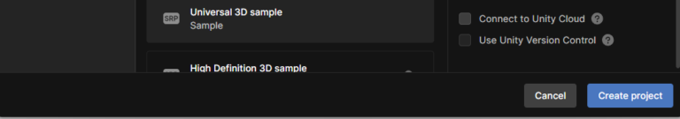 Choose Universal 3D and Click the button that “Create project” is written.
